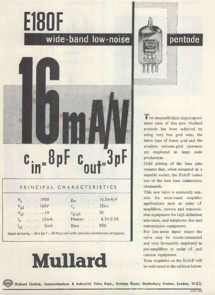 E180F, MULLARD, NEW BOXED, 5A/170K, 6688, CV3998, EF861 – MULLARD MAGIC