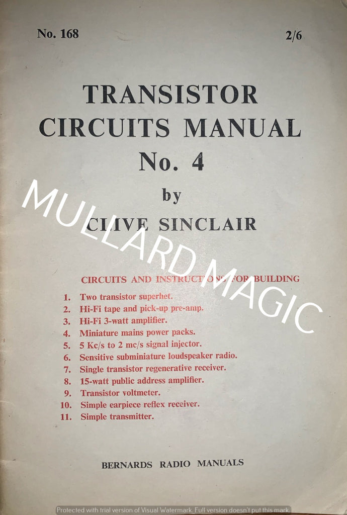 BERNARDS RADIO MANUALS, NO 168, TRANSISTOR CRCUITS MANUAL NO4, CLIVE S ...