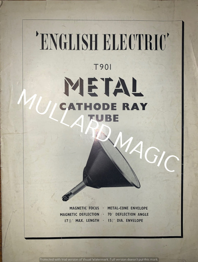 ENGLISH ELECTRIC, T901, METAL CATHODE RAY TUBES, CRT, BOOKLET ...