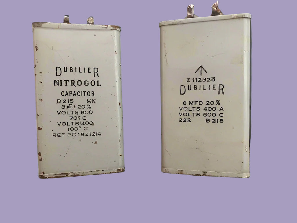 DUBILIER, NITROGOL, PIO, PAPER BLOCK CAPACITOR, CERAMIC TERMINAL, 8uF ...