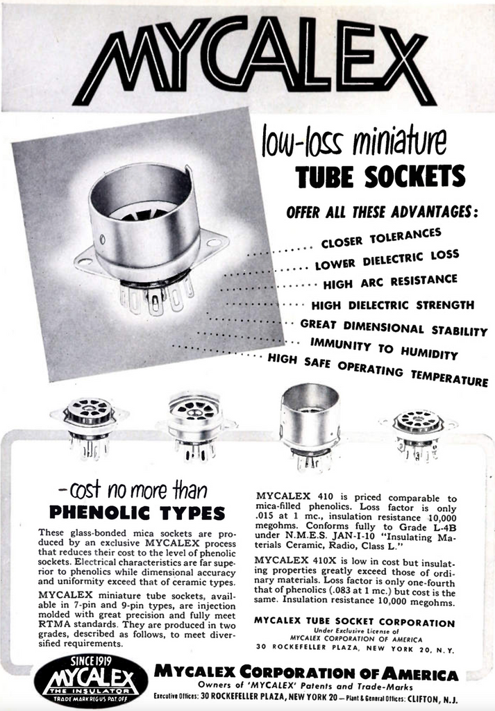 MYCALEX, OCTAL, AO8, BLACK, VALVE BASE, EX EQUIPT – MULLARD MAGIC