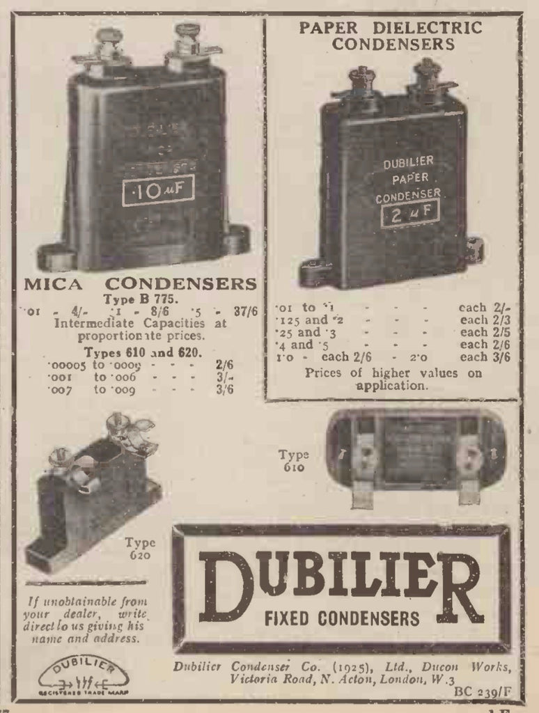 DUBILIER, TYPE 610 CAPACITOR, 0.0003uF, 1930 – MULLARD MAGIC