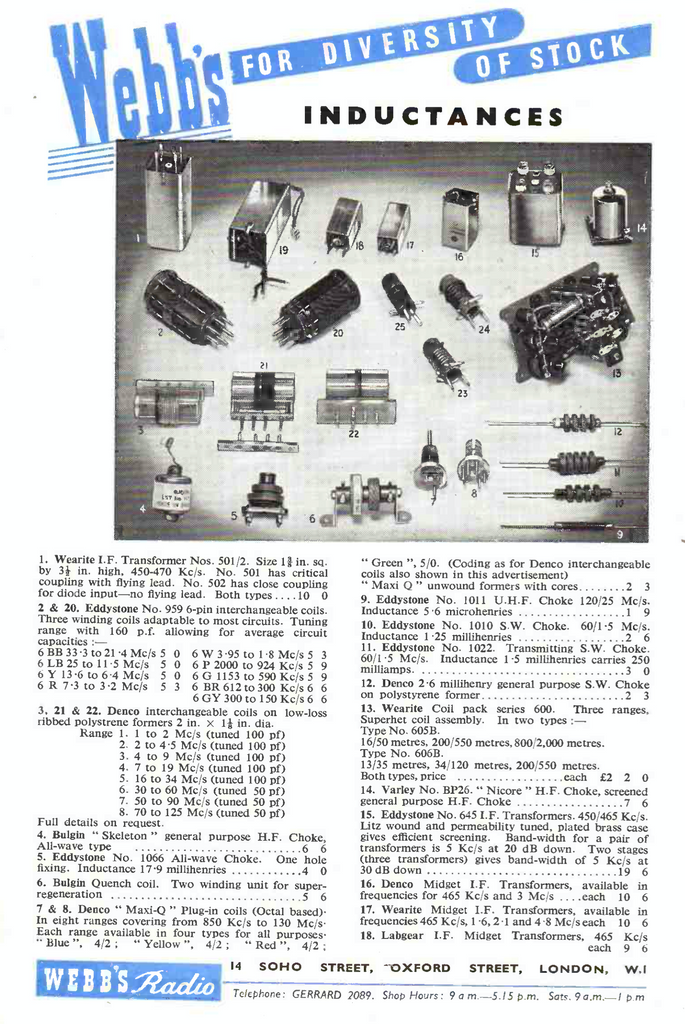 DENCO, RANGE 6, POLYSTYRENE FORMER, 4 PIN COIL, 4 - 9 MHz ,( TUNED 50p ...