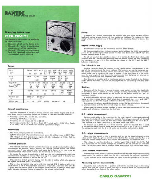 Pantec, Carlo Gavazzi, Dolomiti, Major, Analogue Multimeter, Red Cased ...