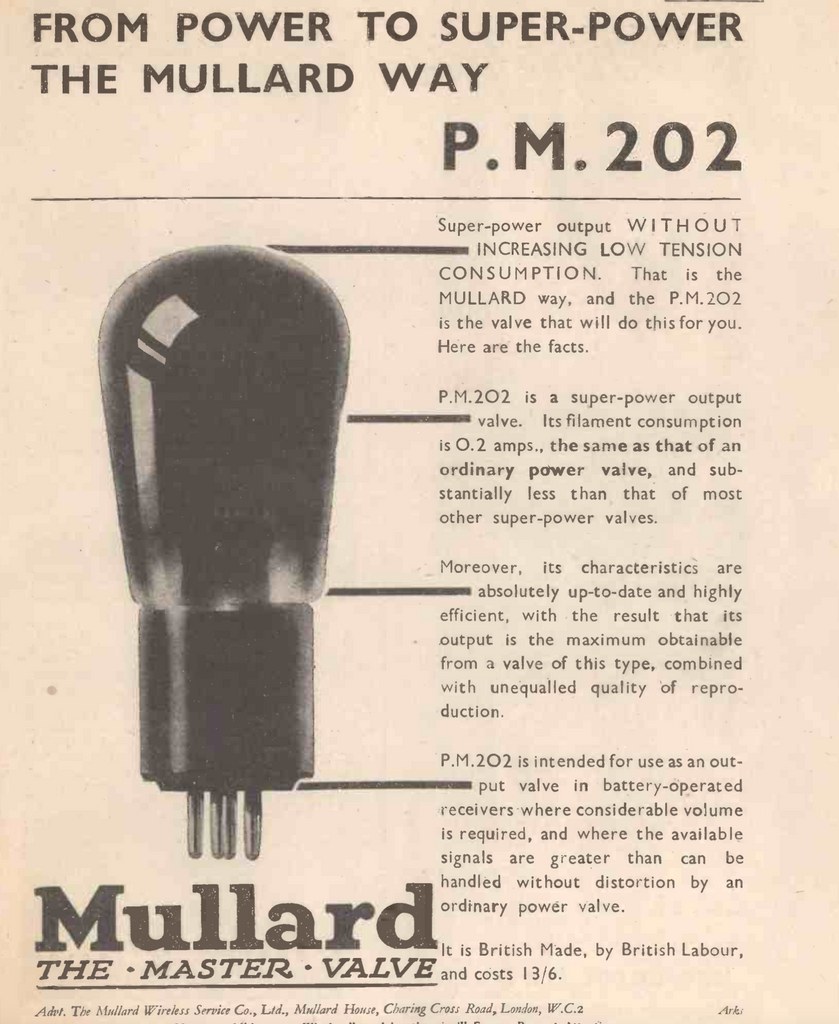 PM202, MULLARD, GLOBE ENVELOPE, 220SP, CV185, P220A, P2 – MULLARD MAGIC