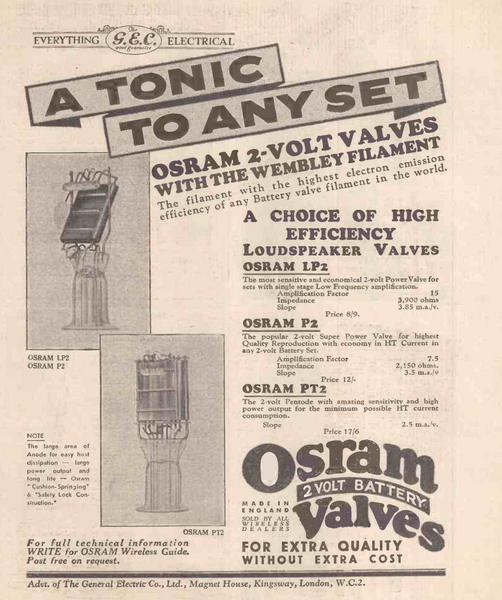 LP2 , OSRAM, BALLOON ENVELOPE, ANGLED PLATE, 220PA, 230C, AR6, CV548 ...